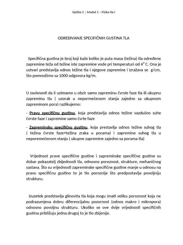 Određivanje Specifičnih Gustina Tla | PDF