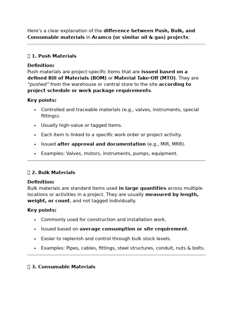 Push Vs Bulk Vs Consumable | PDF | Mechanical Engineering