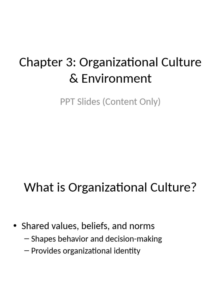 Understanding Organizational Culture & Environment | PDF