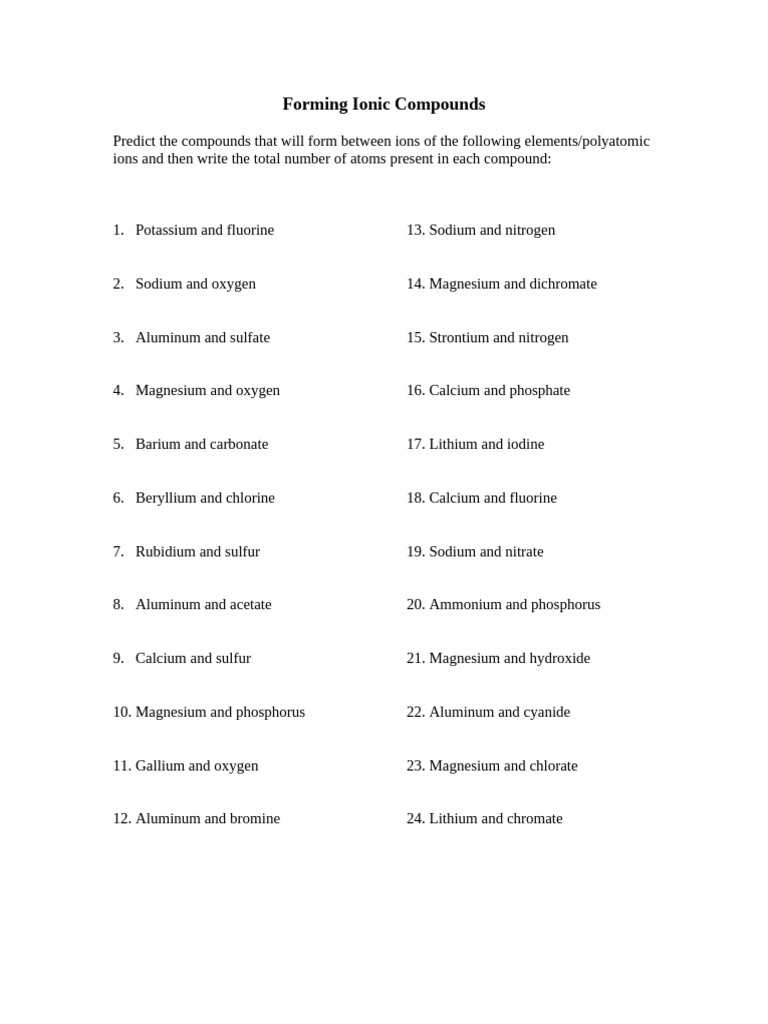 Forming Ionic Compounds PS | PDF