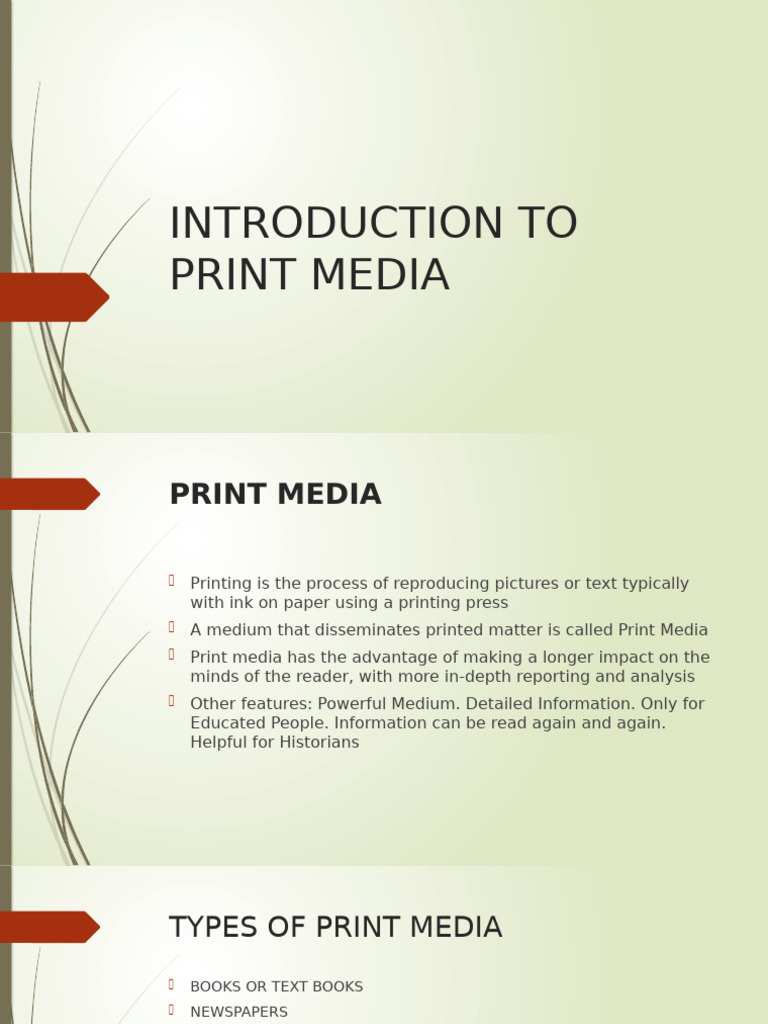 Introduction To Print Media | PDF | Newspapers | Printing