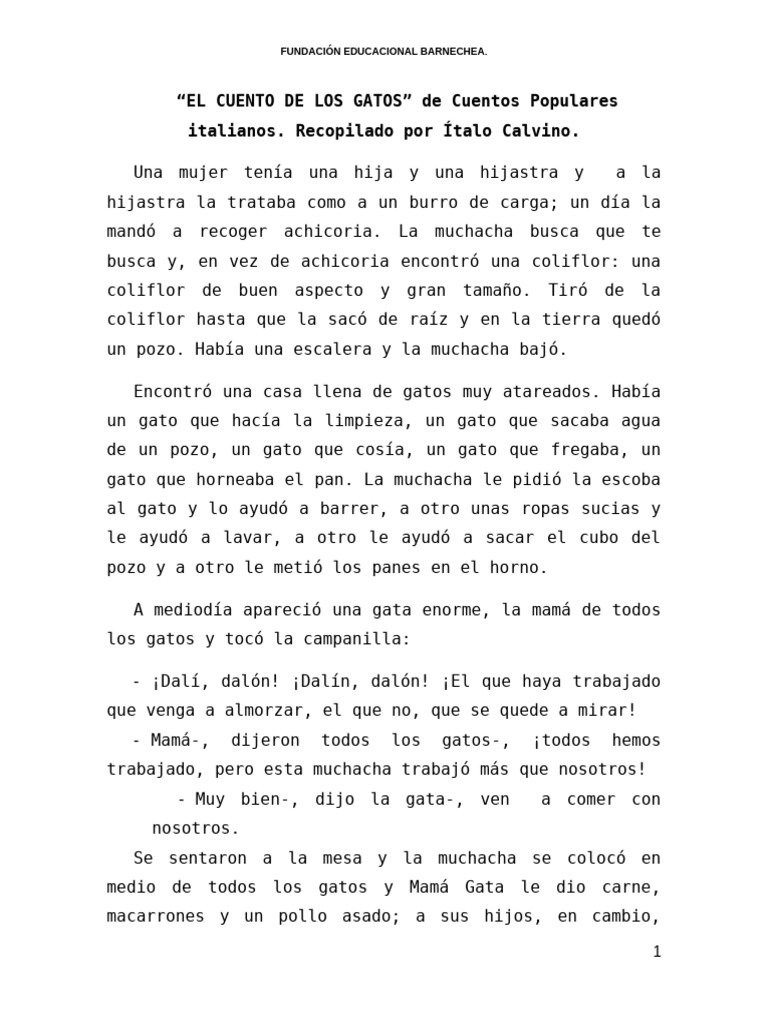 El Cuento de Los Gatos. | PDF