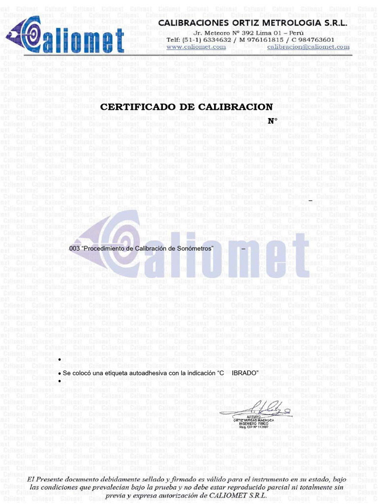 Certificados de Calibracion de Los Equipos | PDF | Calibración ...