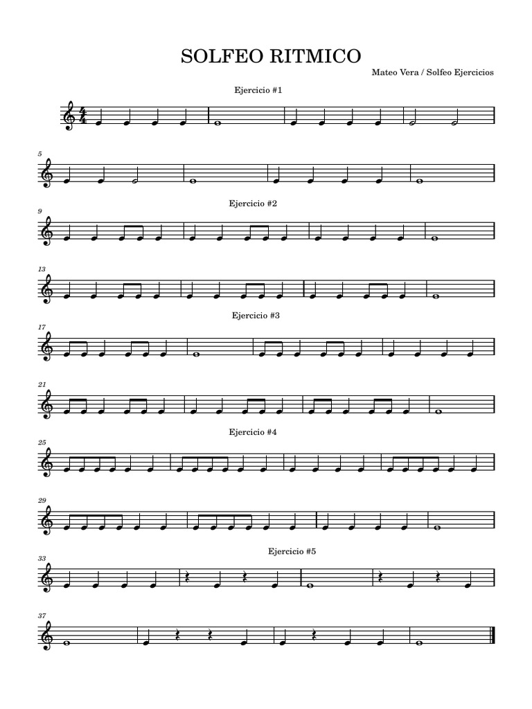 Ejercicios de Solfeo Rítmico PDF | PDF