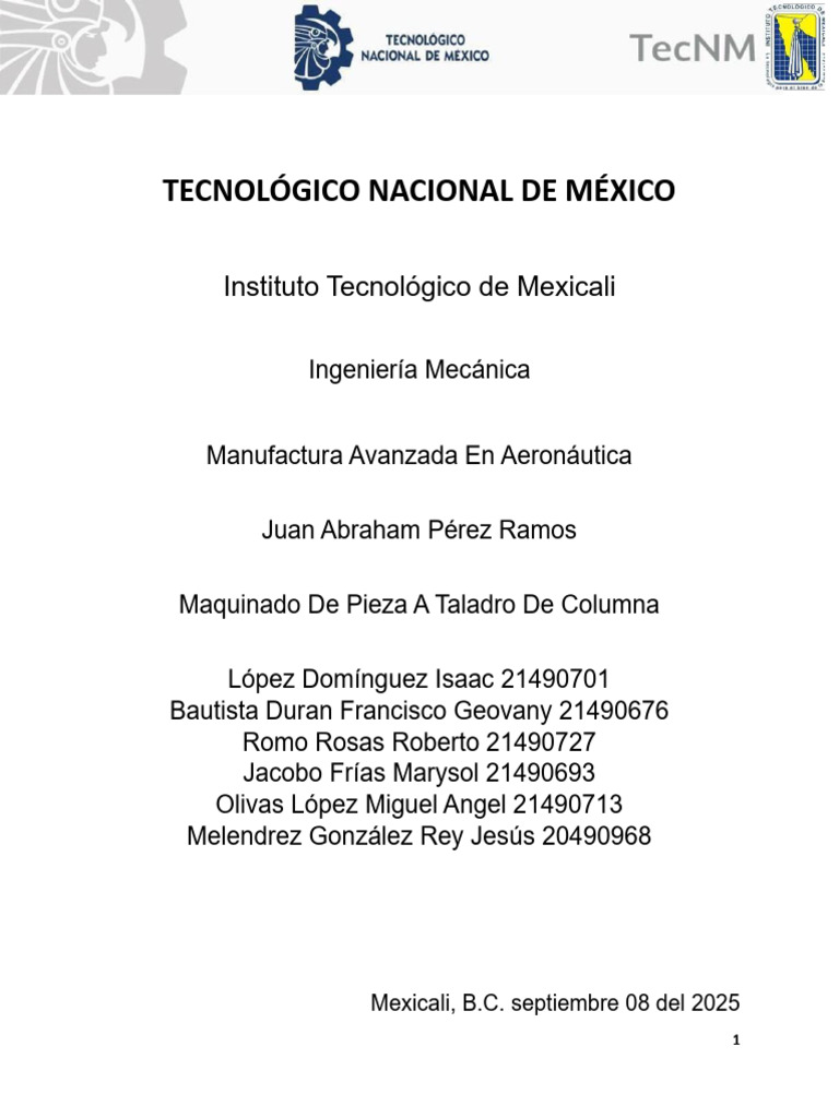 Maquinado de Pieza A Taladro de Columna | PDF | Perforar | Herramientas