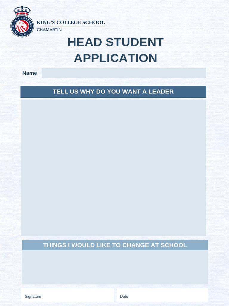 Head Student Application Form | PDF