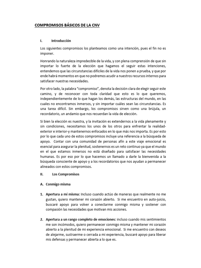Compromisos Básicos de La CNV | PDF | Amor | Las emociones
