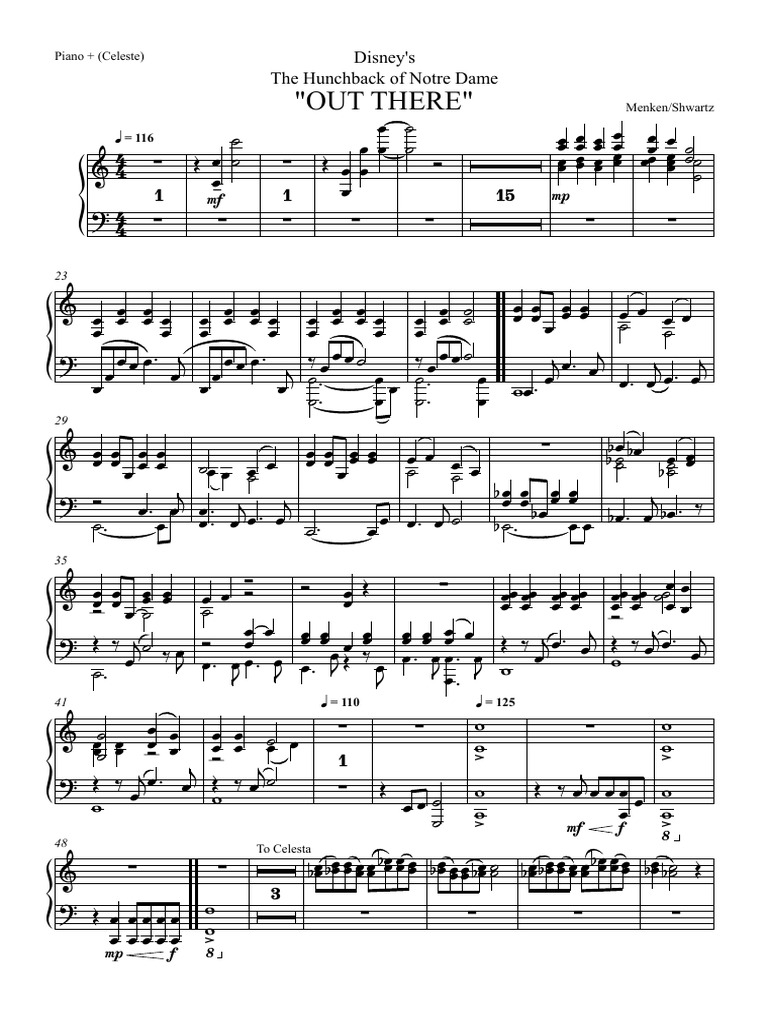 Out There The Hunchback of Notre Dame Piano + (Celeste) | PDF | The ...