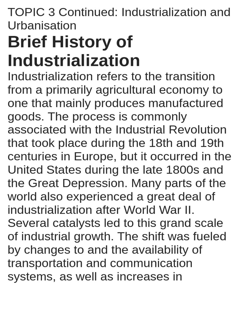Industrialization's Impact on Urbanization | PDF | Urbanization | City