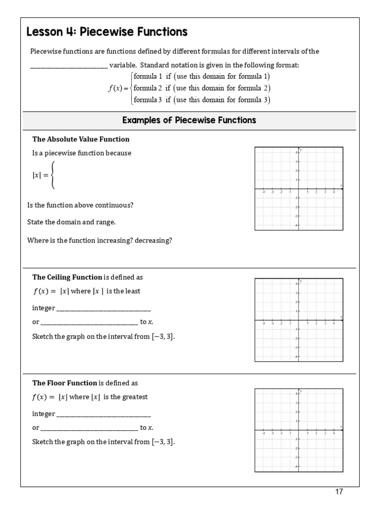 1.4 - Piecewise Functions | PDF | Function (Mathematics) | Mathematical ...