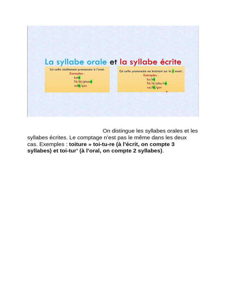 Différence syllabes orales et écrites | PDF