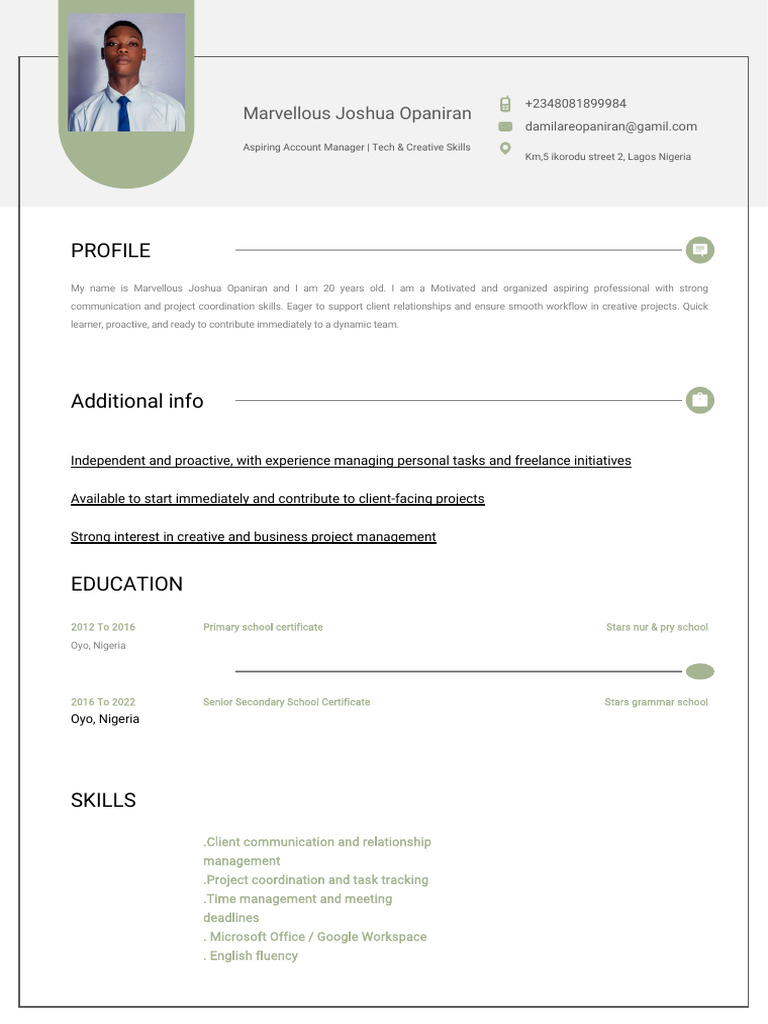Marvellous Joshua Opaniran CV | PDF