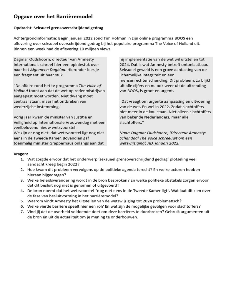 Opgave Over Het Barrieremodel | PDF