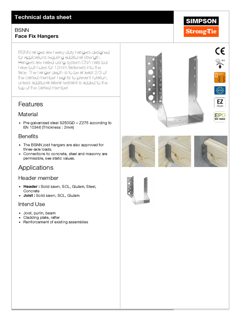 BSNN Face Fix Hangers | PDF | Building Materials | Building