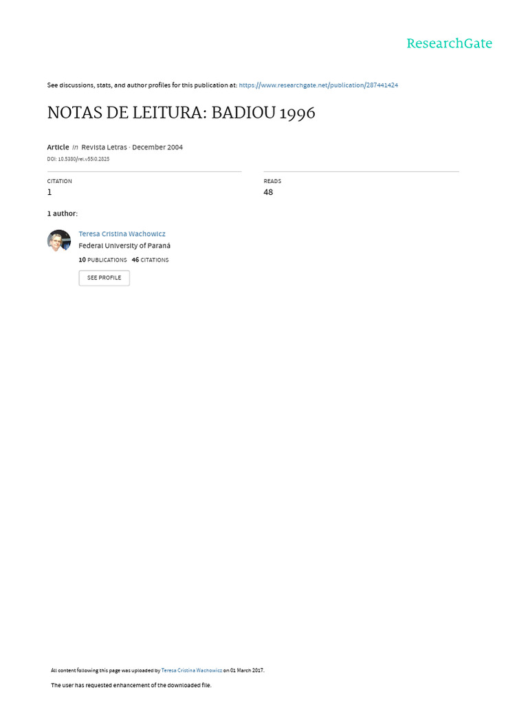 Notas de Leitura sobre Badiou 1996 | PDF | Tempo | Ontologia