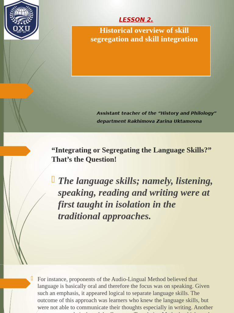Language Skills: Integration vs. Segregation | PDF | Communication ...