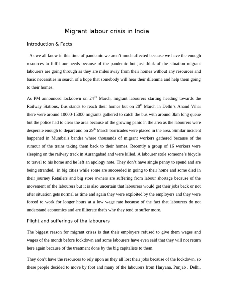 Migrant Labour Crises in India | PDF | Migrant Worker | Economies