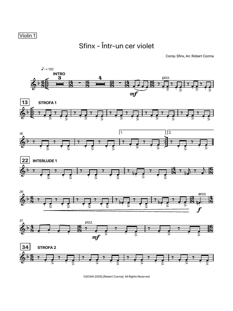 Într-Un Cer Violet - Violin 1 | PDF