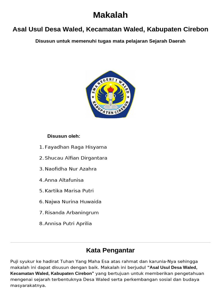 Sejarah Desa Waled, Cirebon | PDF
