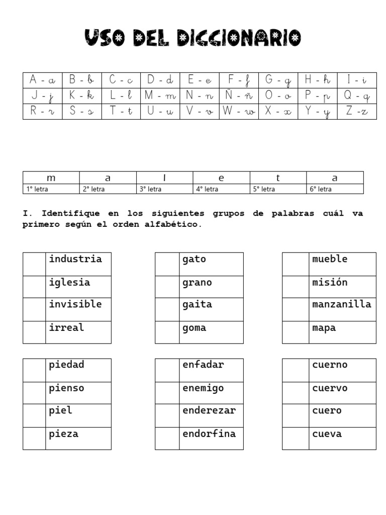 Orden Alfabético de Palabras | PDF