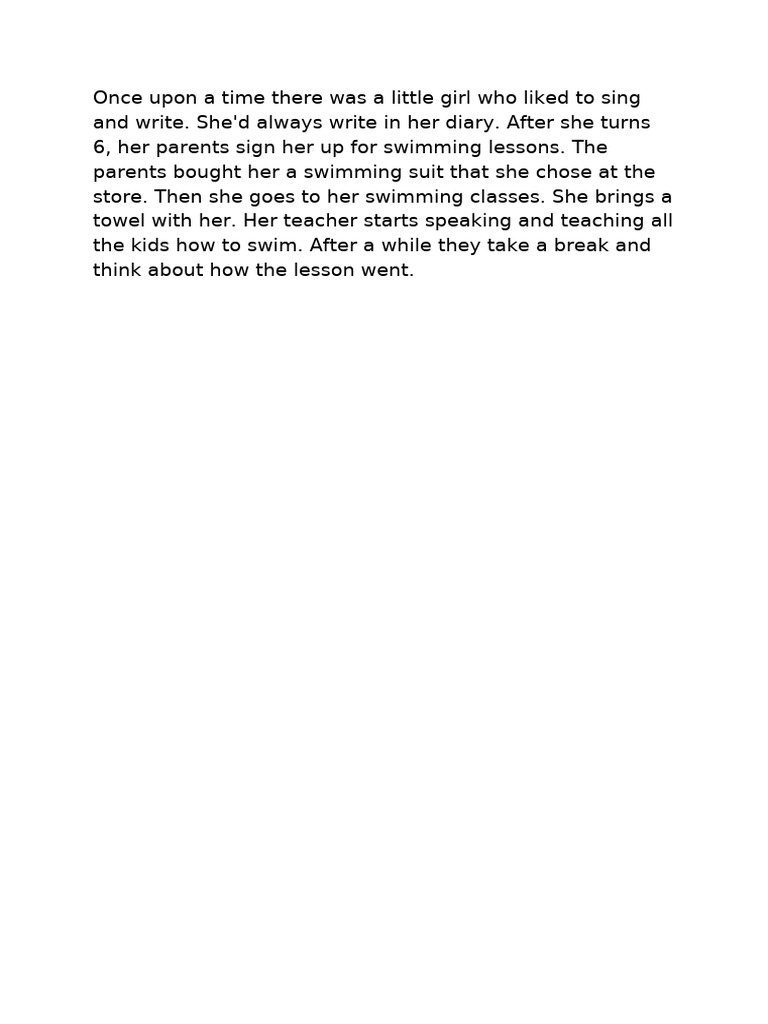Little Girl's Swimming Lessons Story | PDF