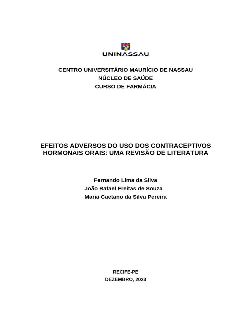 TCC CONTRACEPTIVOS - VERSAO FINAL | PDF | Anticoncepcionais | Saúde feminina