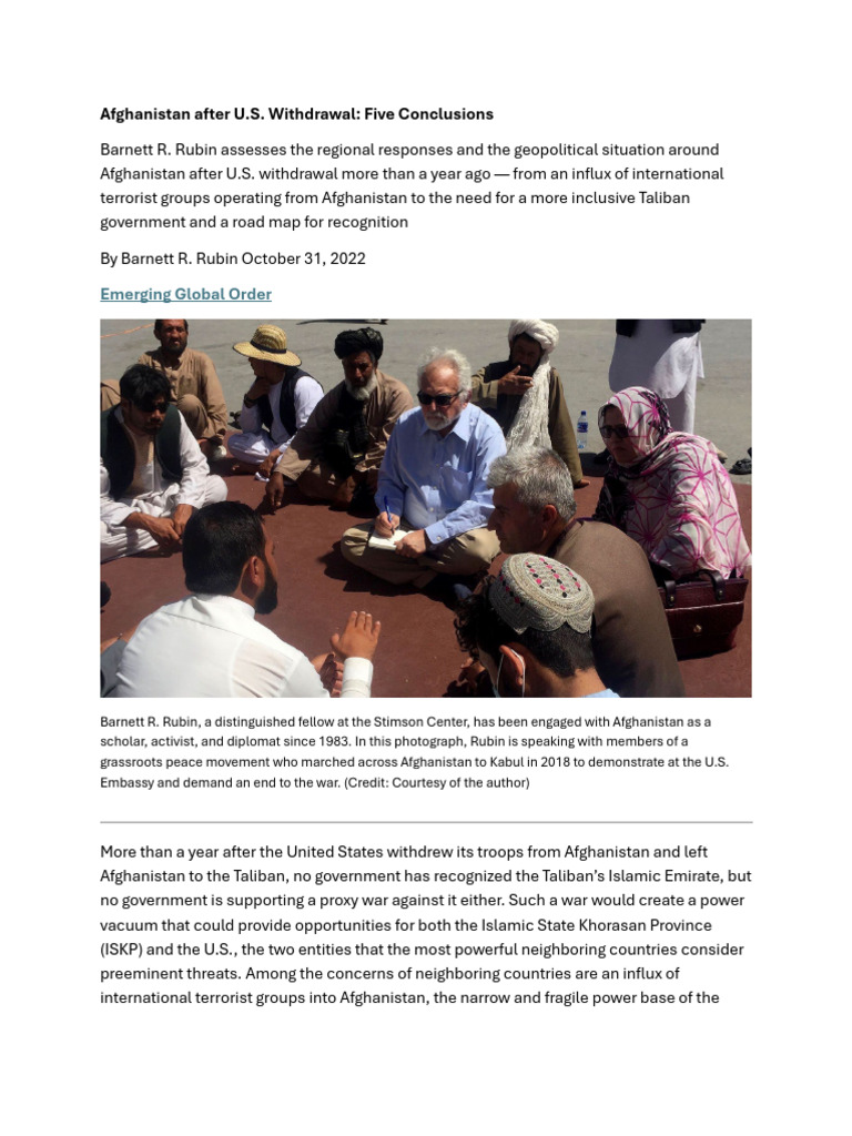 Afghanistan's Geopolitical Landscape Post-U.S. Withdrawal | PDF ...