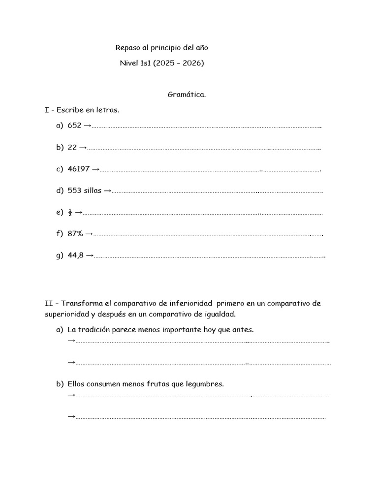 Repaso Al Principio Del Año. 2docx | PDF