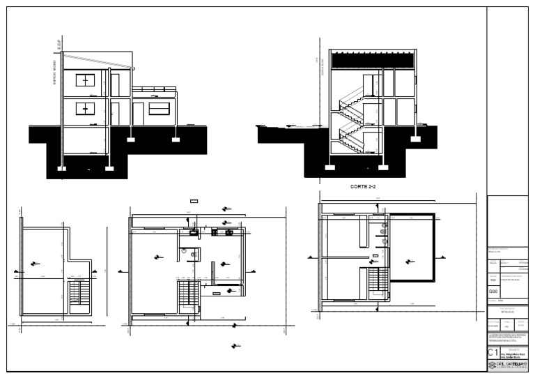 Corte , Vista y Planta c1 | PDF