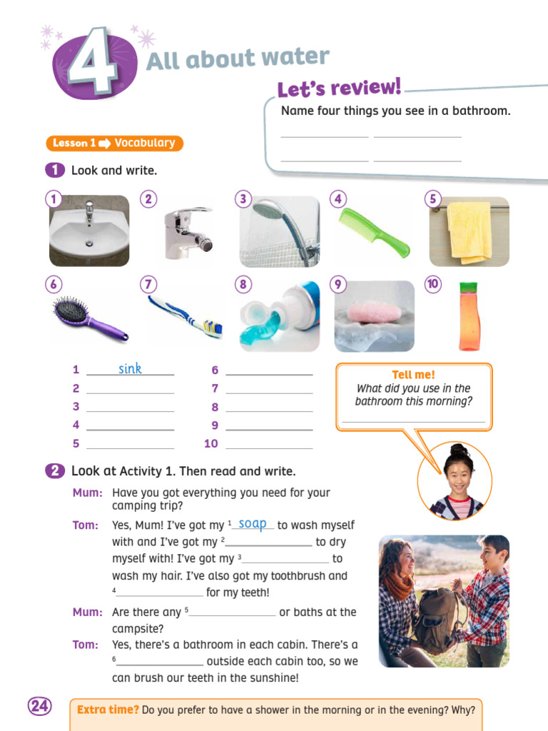 Water Conservation and Bathroom Vocabulary | PDF | Bathroom | Toilet