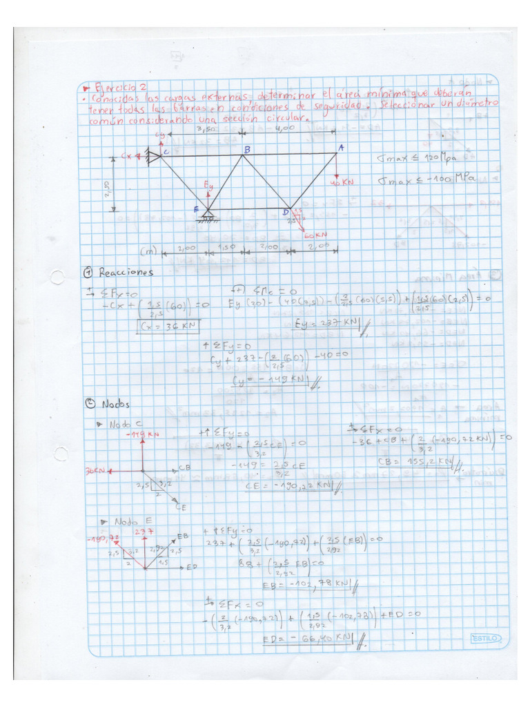 Ejercicio 2 Deber 1 Resistencia de Materiales | PDF