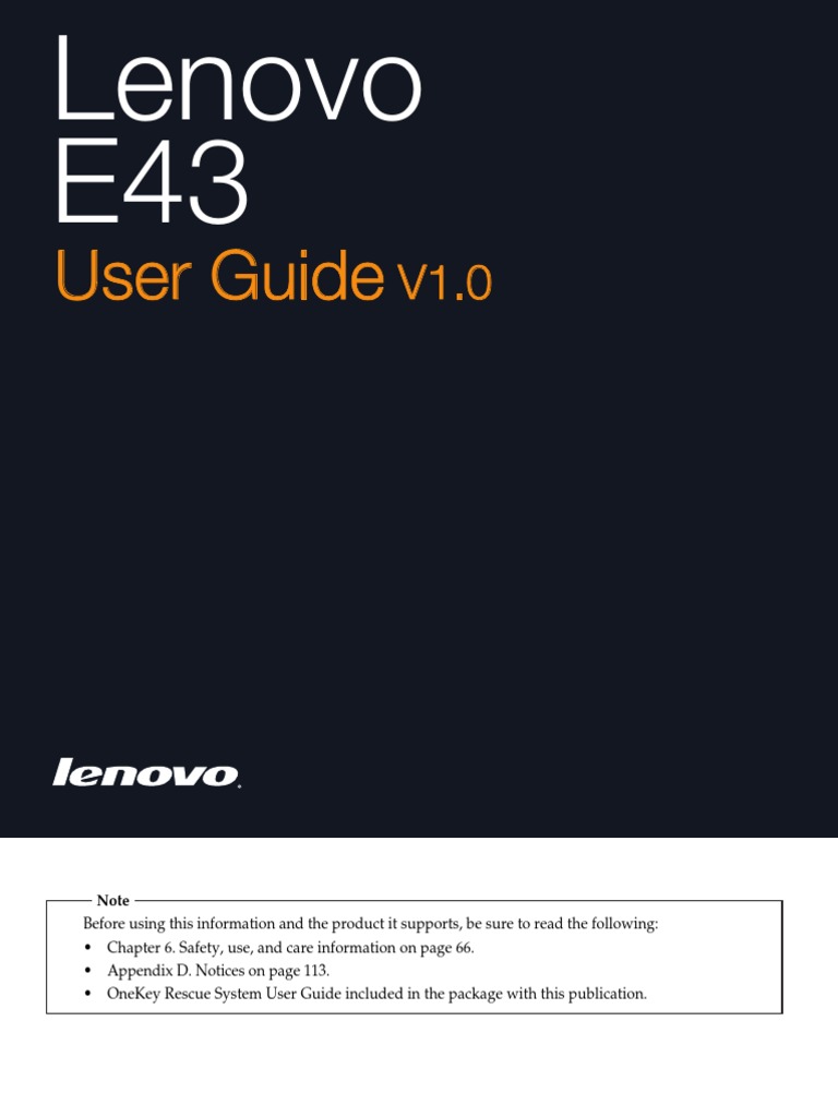 Lenovo E43 UserGuide V1.0 | PDF | Computer Data Storage | Computer Keyboard