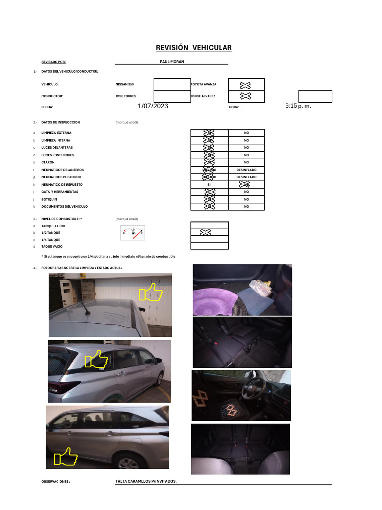 Checklist Toyota 01-07 | PDF