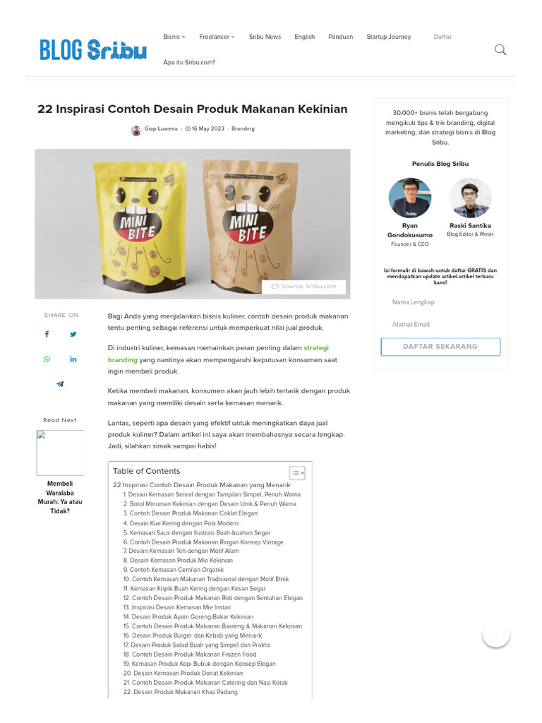 22 Inspirasi Contoh Desain Produk Makanan Kekinian - Blog Sribu | PDF