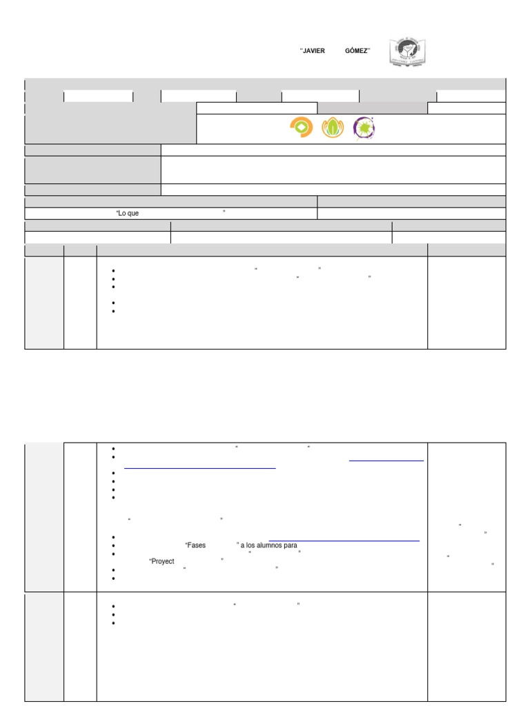 Planeación Saberes 4to JRB | PDF