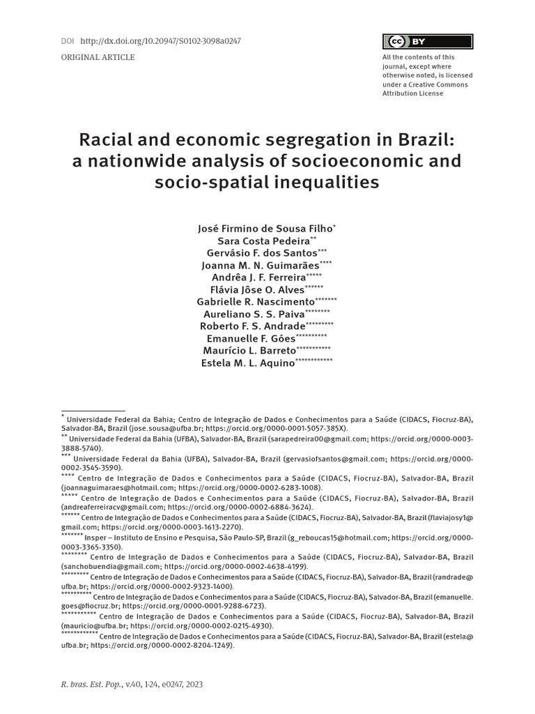 Emanuele Goes - Racial and Economic Segregation in Brazil - A ...