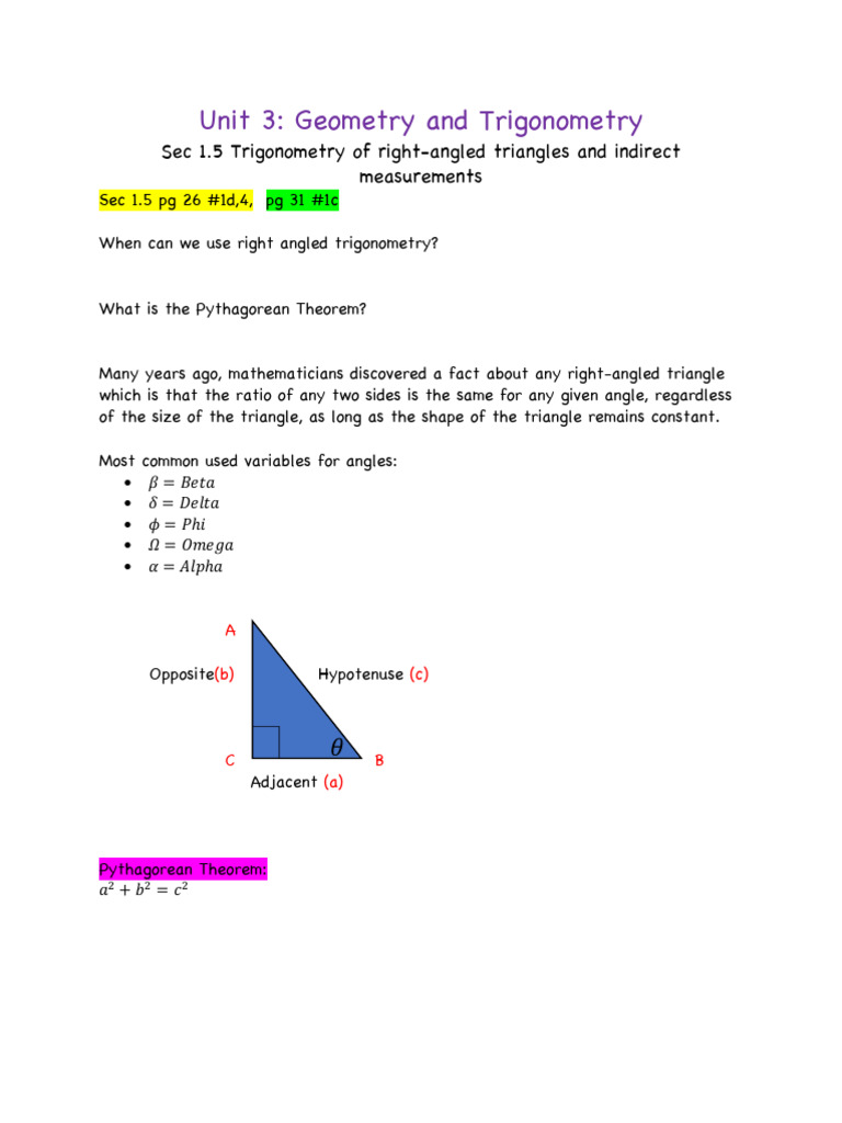 Unit 3 Geometry and Trignometry-2 | PDF | Trigonometry | Area