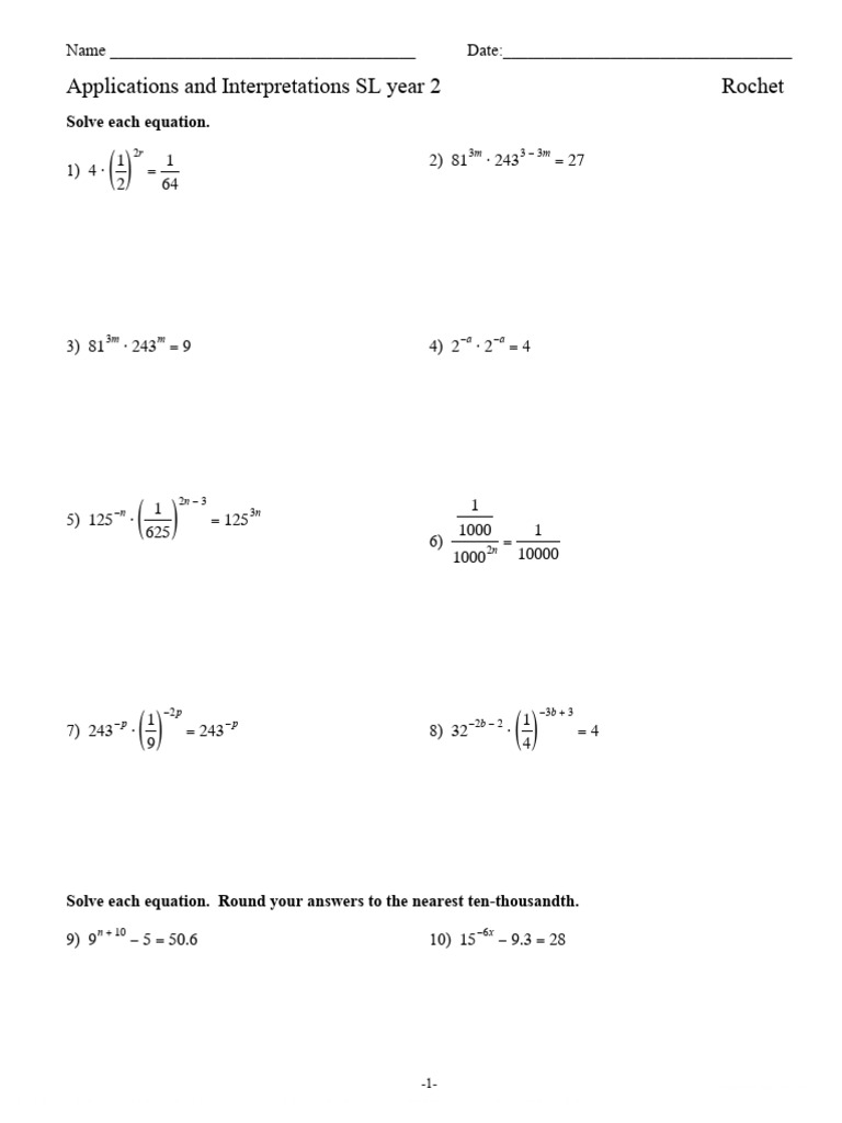 Exponents and Logarithms Practice 2 | PDF | Mathematics