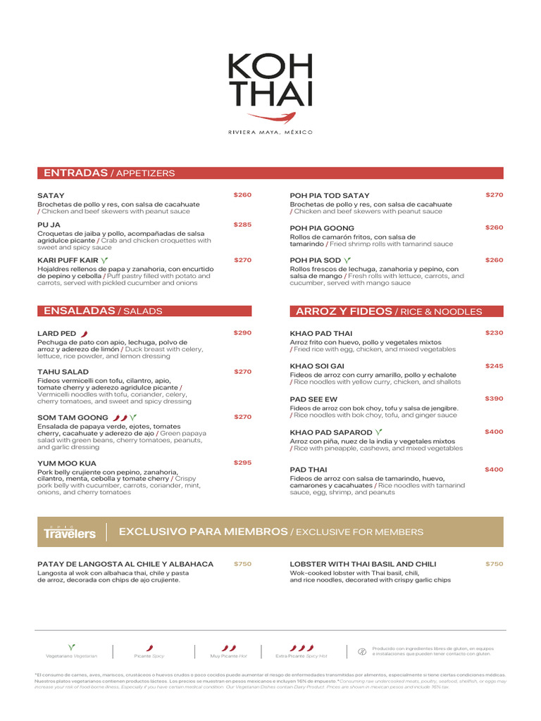 Menú de Platos Tailandeses y Vegetarianos | PDF | Curry | ensalada