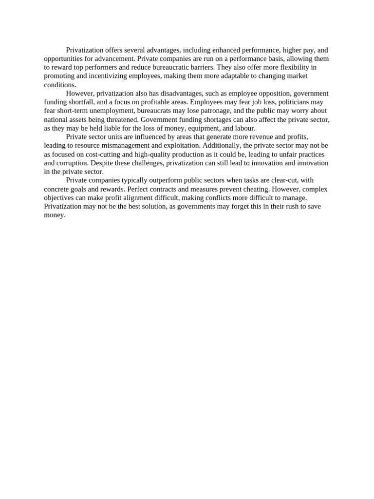 Pros and Cons of Privatization Explained | PDF