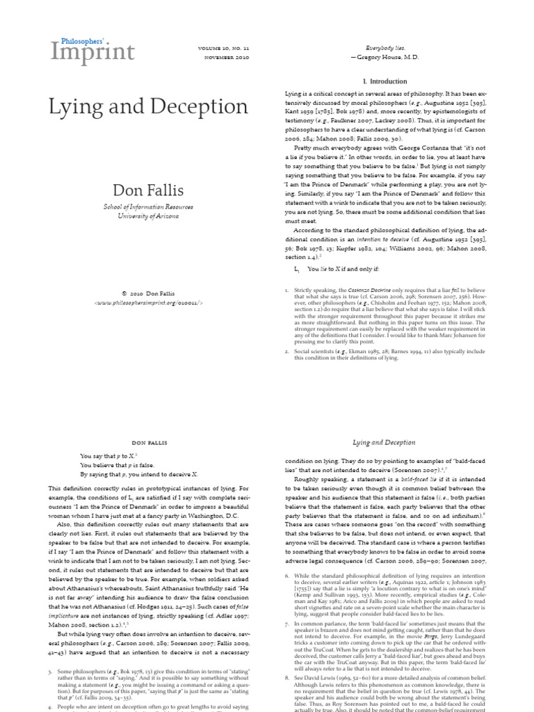 Understanding Lying and Deception | PDF | Lie | Deception