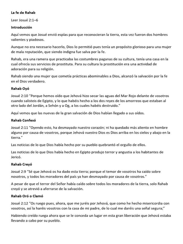 La Fe de Rahab | PDF | Joshua | Libro de rut