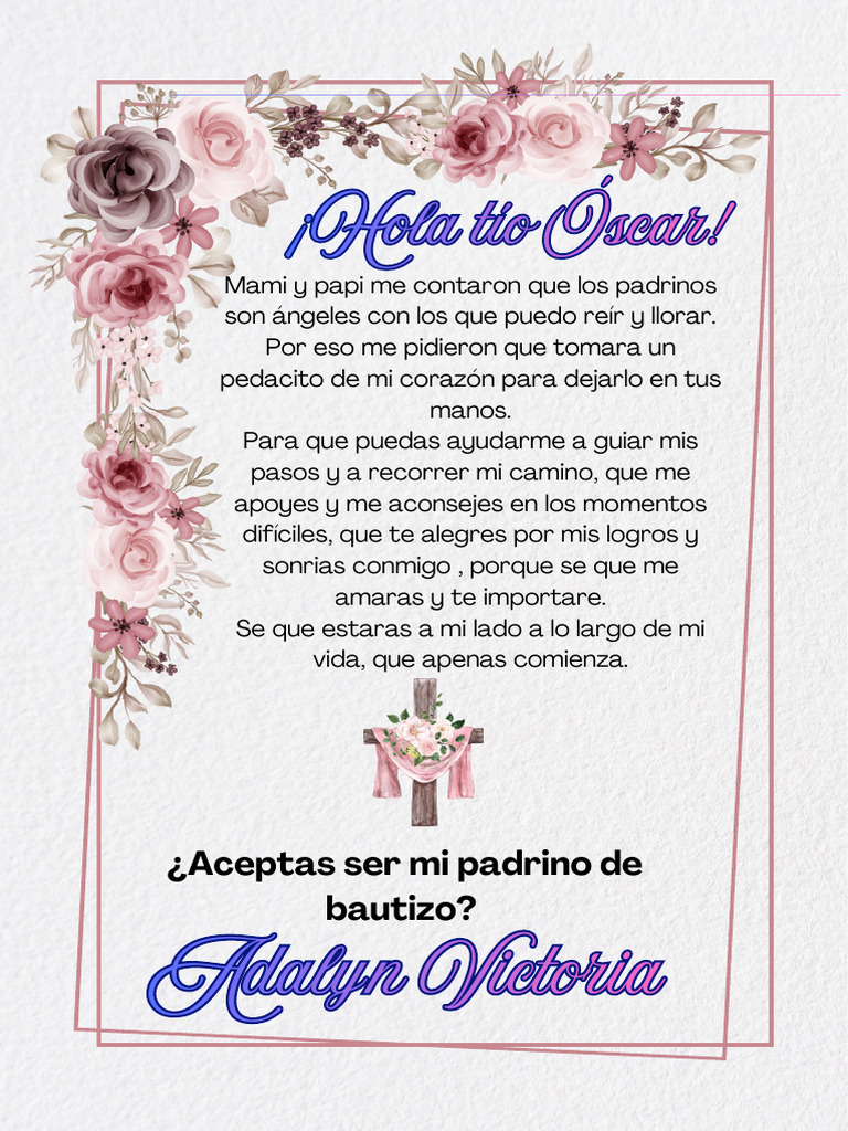 Invitación a ser Padrino de Bautizo | PDF