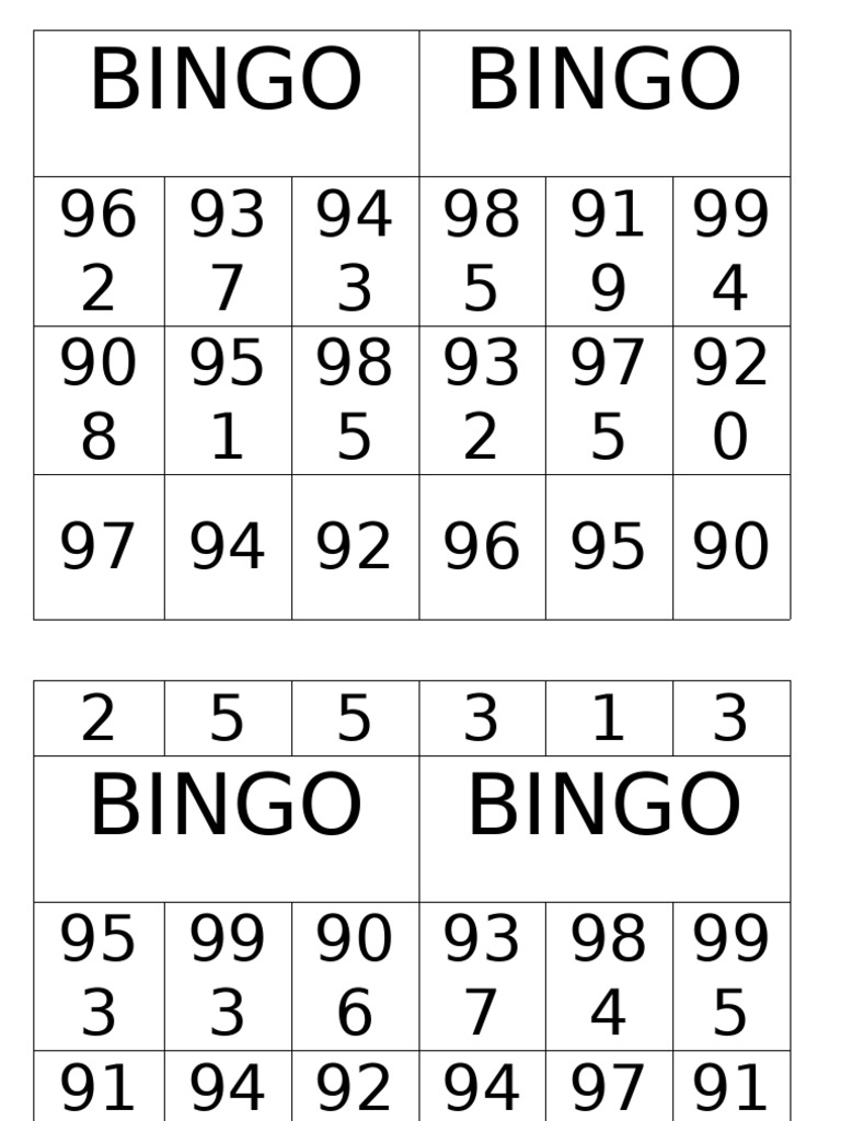 Bingo Cantidades Del 900 Al 999 | PDF