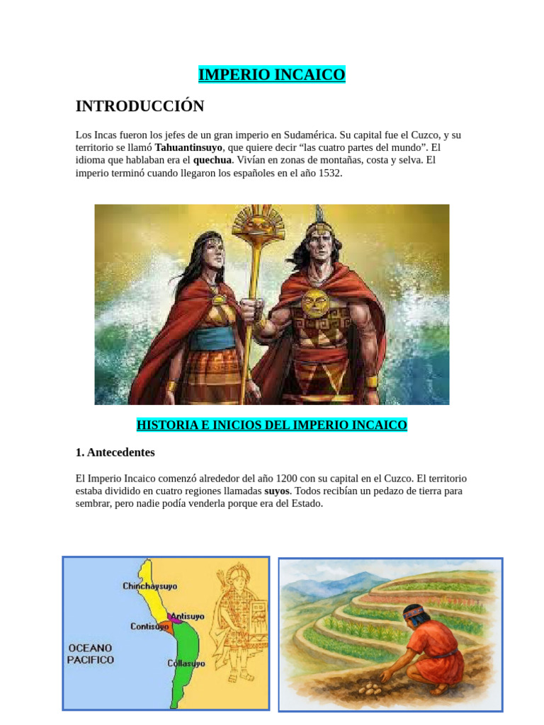 Imperio Incaico - Docx Fin | PDF | Imperio Inca | Andes
