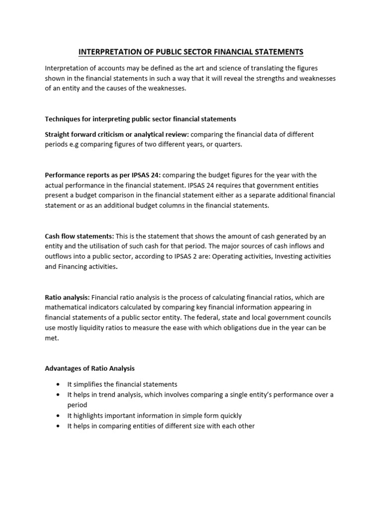 Interpretation of Public Sector Financial Statements - 104503 | PDF ...