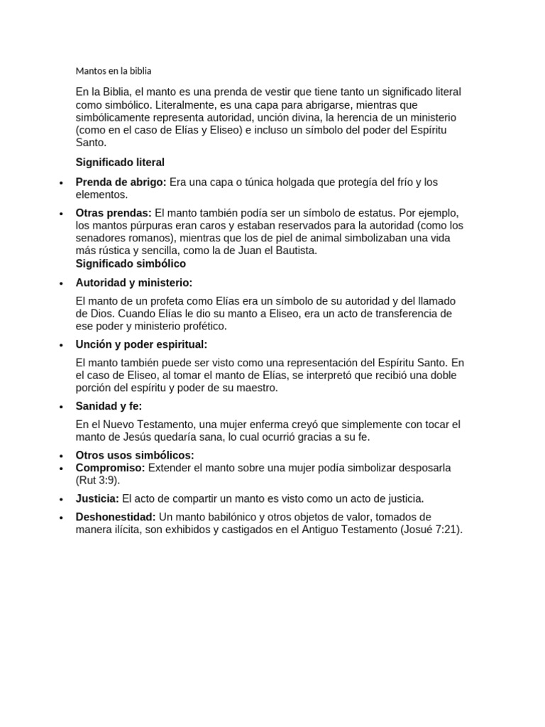 Significado de los mantos en la Biblia | PDF