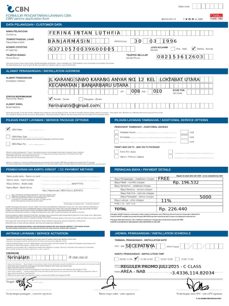 Data Kontak Ferina Intan Luthfia | PDF