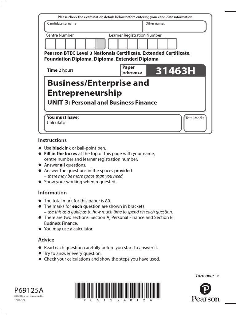 BTEC Level 3 Finance Exam Paper | PDF | Credit | Finance & Money Management