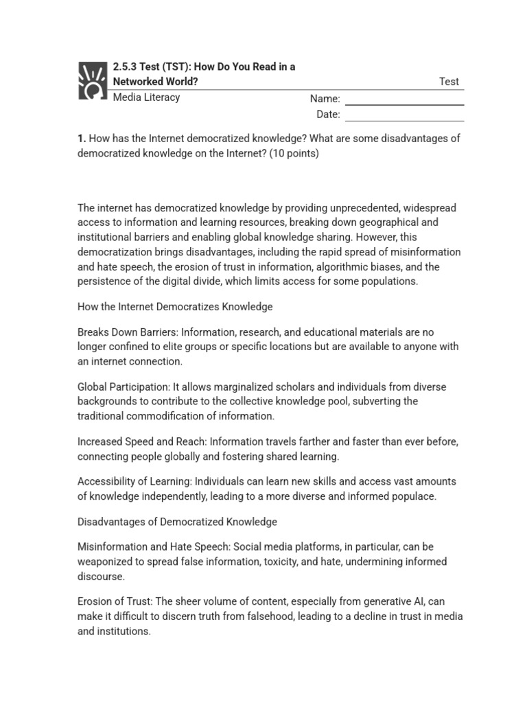 2.5.3 Test (TST) - How Do You Read in a Networked World_ (Test) | PDF ...